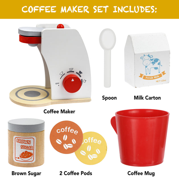 Play Brainy™ Pretend Coffee Maker Set – 7 Pieces (Fun Toy for Toddlers