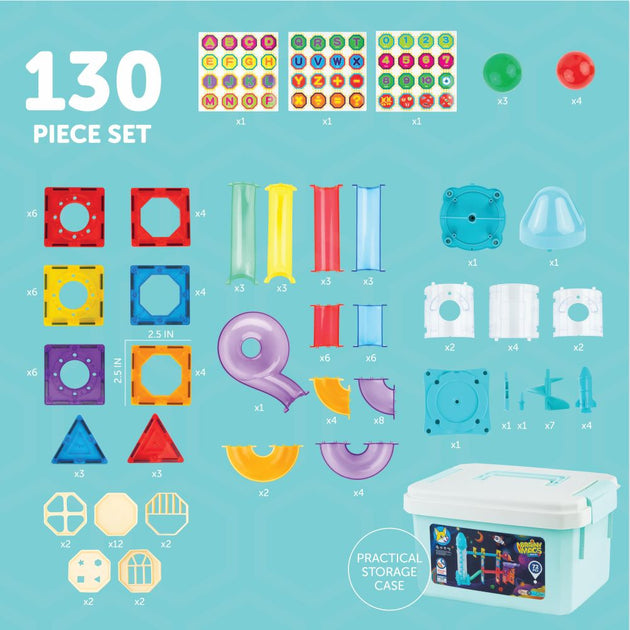 Play Brainy™ Magnetic Marble Run – 130 Pieces (STEM Educational Toys S